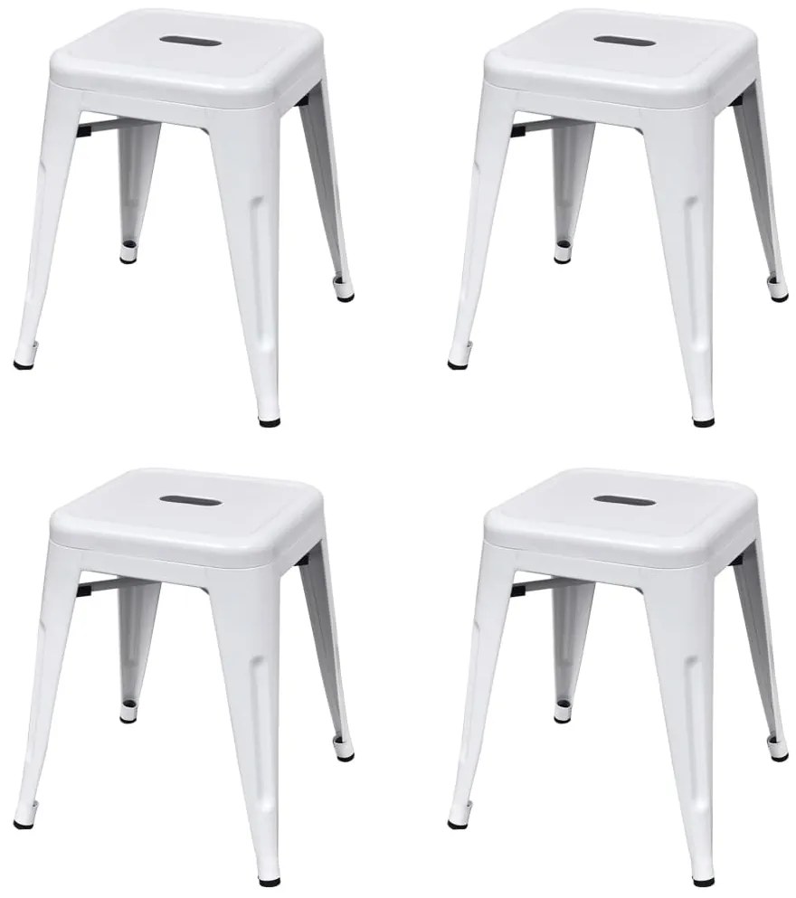 3052644 vidaXL Stohovatelné stoličky 4 ks bílé ocel