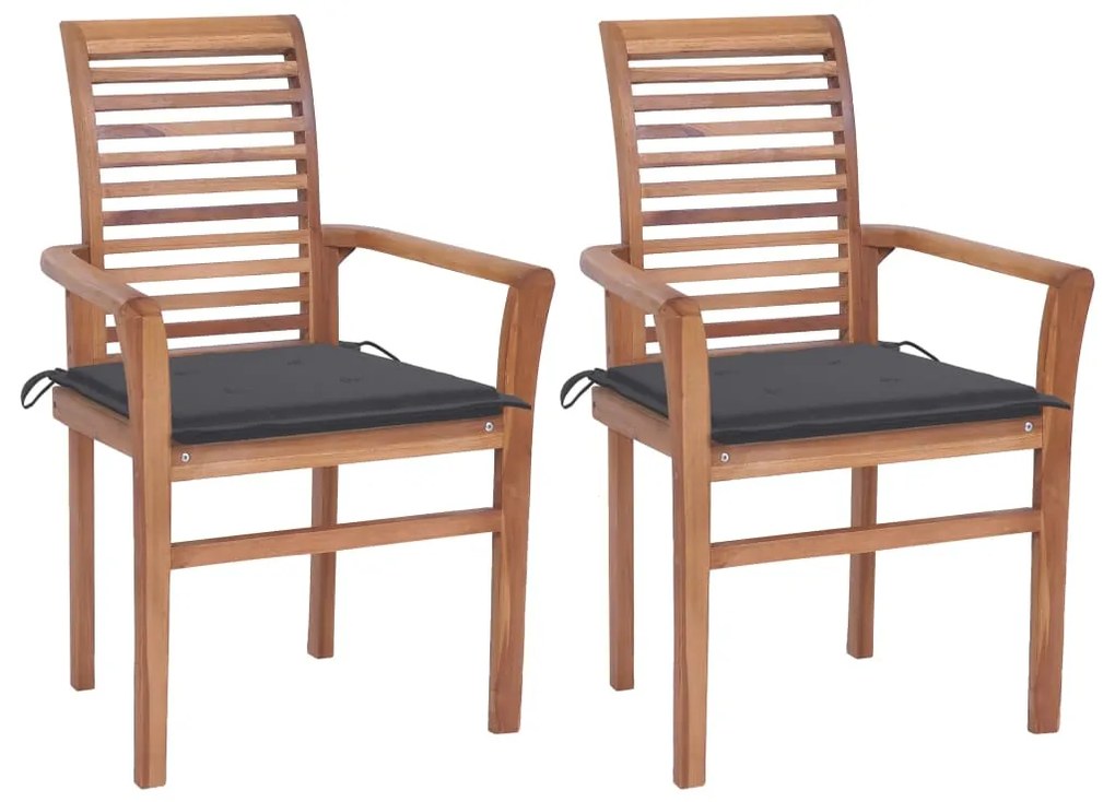 3062595 vidaXL Jídelní židle 2 ks antracitové podušky masivní teakové dřevo