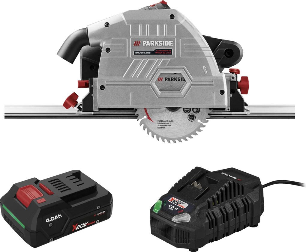 Parkside Performance® Aku ponorná pila Pptsa 20-Li C3, Smart 4 Ah