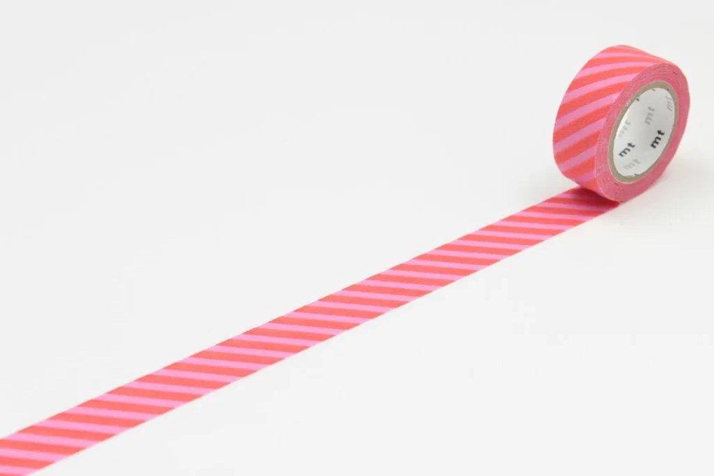 mt Designová samolepicí páska Stripe pink x red, červená barva, růžová barva, papír