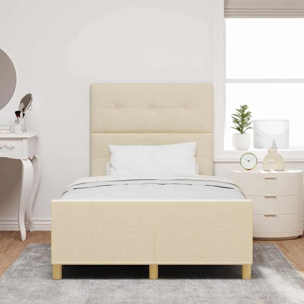 Rám postele s čelo Krémová 120 x 200 cm textil 3344723