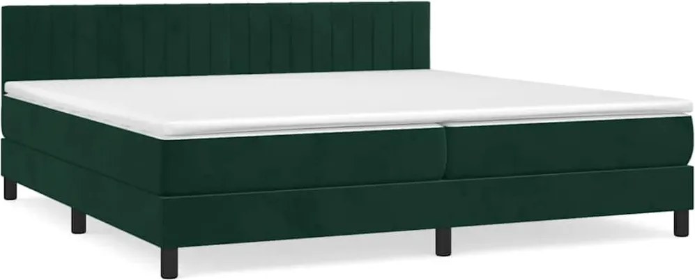 Box spring postel s matrací tmavě zelená 200x200 cm samet 3141446