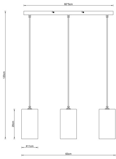 Globo 21002-3H - Lustr na lanku OLLY 3xE14/25W/230V černá