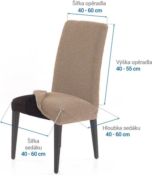 Super strečové potahy NIAGARA oříšková židle s opěradlem 2 ks (40 x 40 x 55  cm)