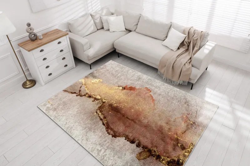 Dywany Łuszczów, Kusový koberec Miro 512101.801 beige / gold, 120x170, béžová, chodba / předsíň