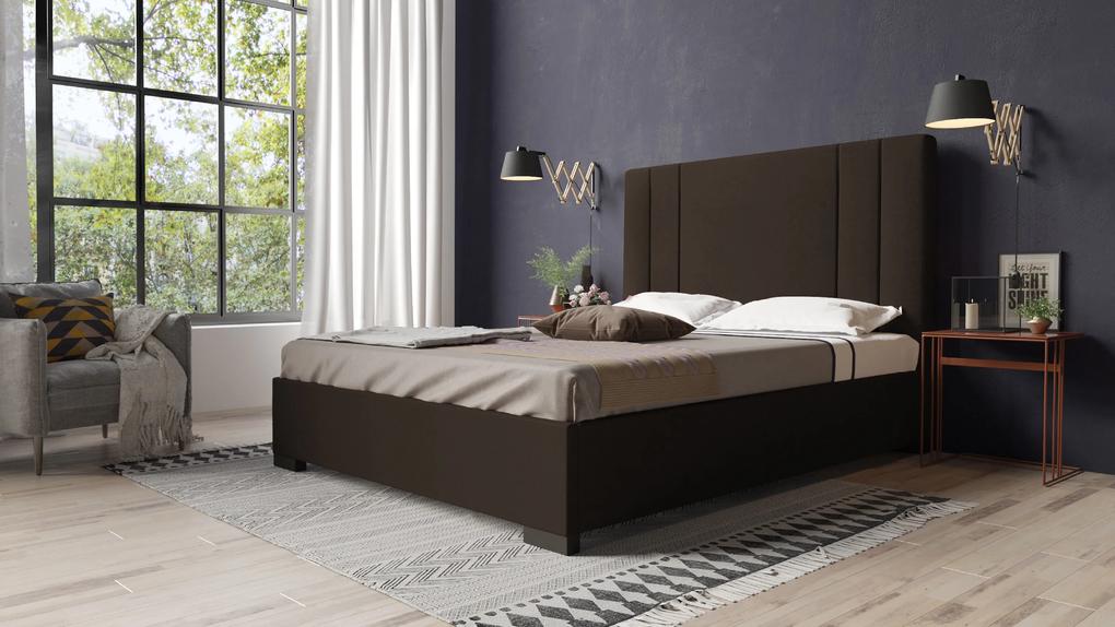 Eka Čalouněná postel Berry - Riviera 160x200 cm Barva látky Riviera: Hnědá (26), Úložný prostor: S dřevěným rámem úložného prostoru