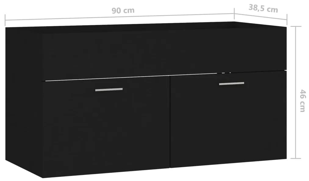 Skříňka pod umyvadlo černá 90 x 38,5 x 46 cm dřevotříska - Default Title