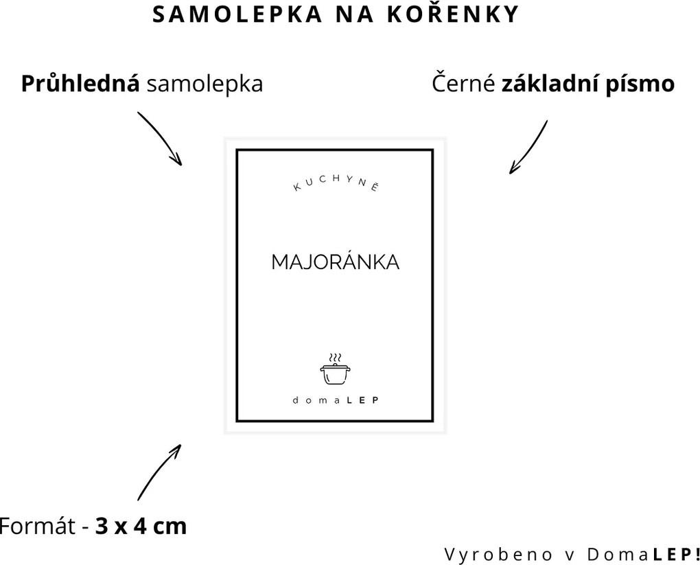MAJORÁNKA - Samolepka na kořenky 3 x 4 cm - DomaLEP varianta: BÍLÁ - tučné písmo
