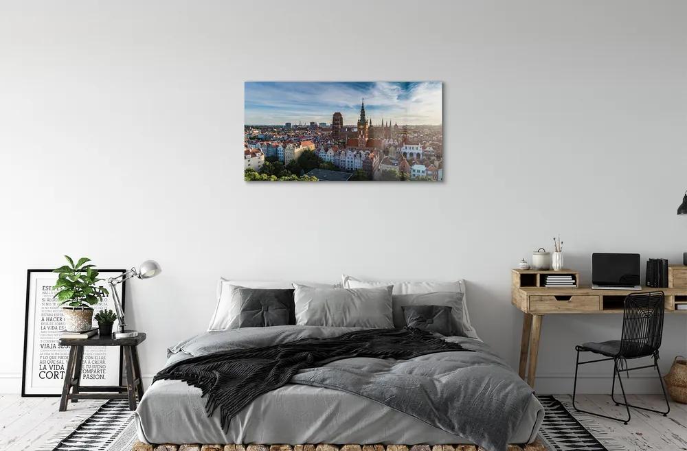 akrylový obraz Gdańsk Panorama kostel 100x50 cm