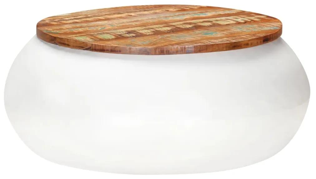 Konferenční stolek bílý 68x68x30 cm masivní recyklované dřevo,  323534