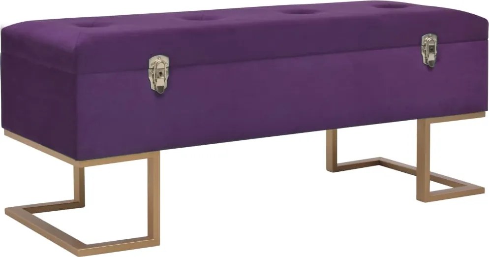 Lavice s úložným prostorem 105 cm fialová samet 247572