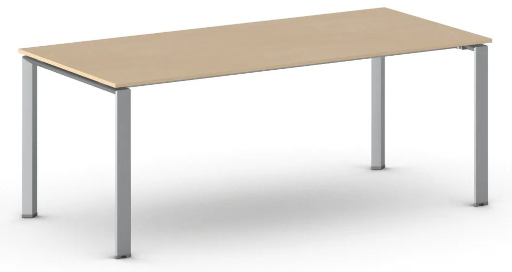 Jednací kancelářský stůl PRIMO INFINITY, 200x90 cm, šedostříbrná podnož, buk