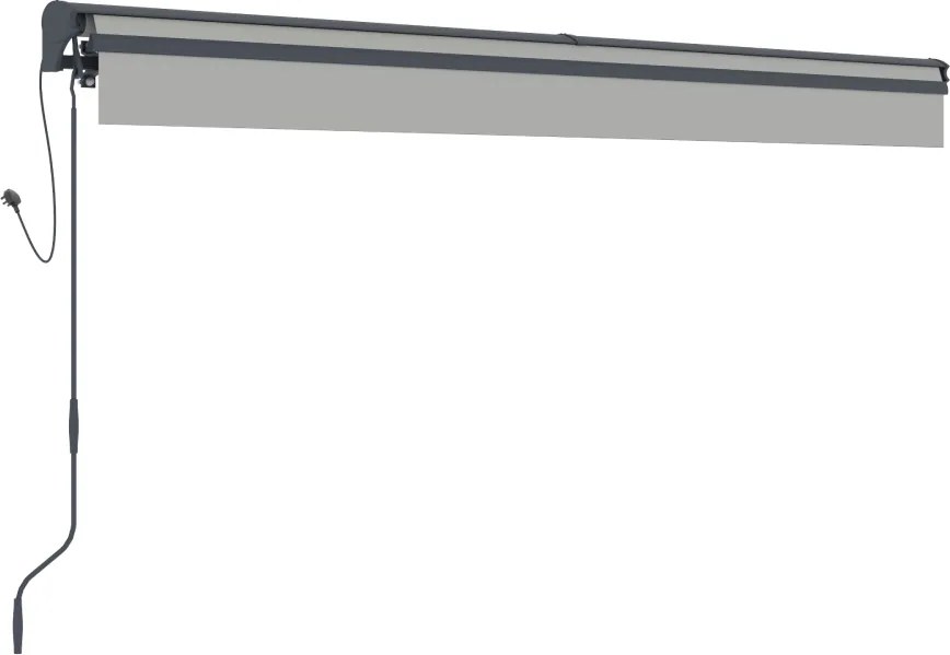 Elektrická markýza s LED osvětlením BestBerg BBSU-EL395LG / 395 x 300 cm / světle šedá