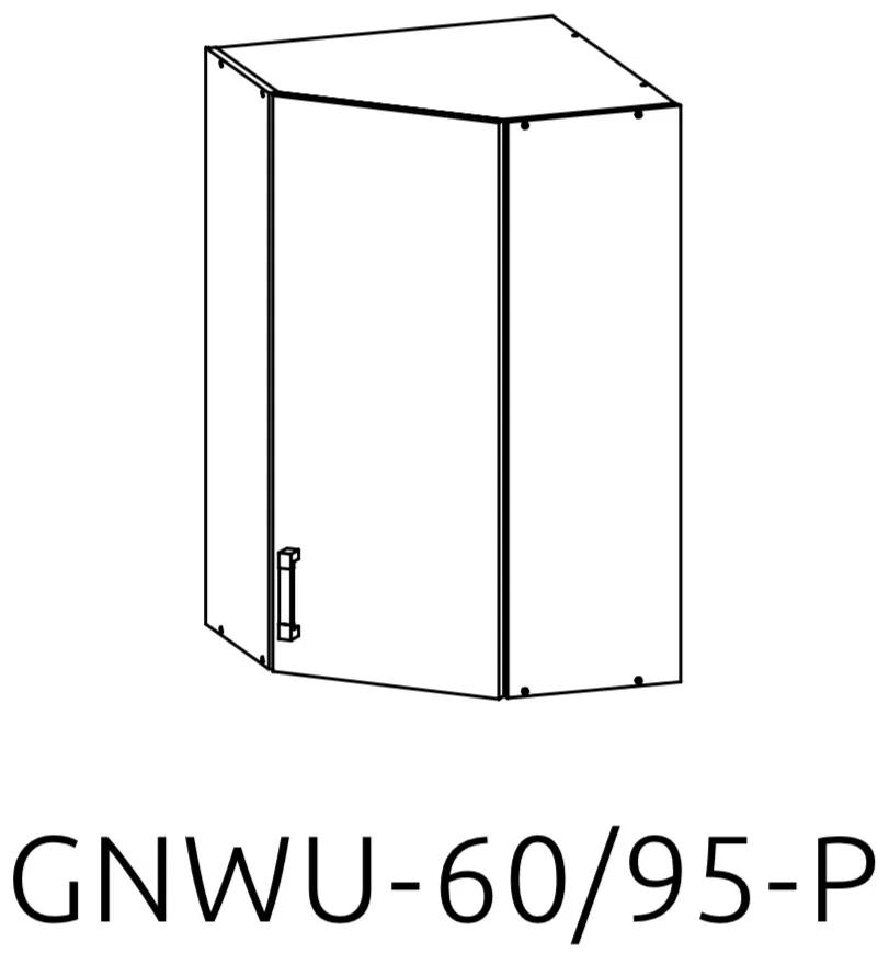 GNWU-60/95 P (L) horní rohová skříňka kuchyně Plate Zvolte stranu: levé provedení, Barva korpusu skříněk: Bílá alpská, Barevné provedení: Světle šedá mat
