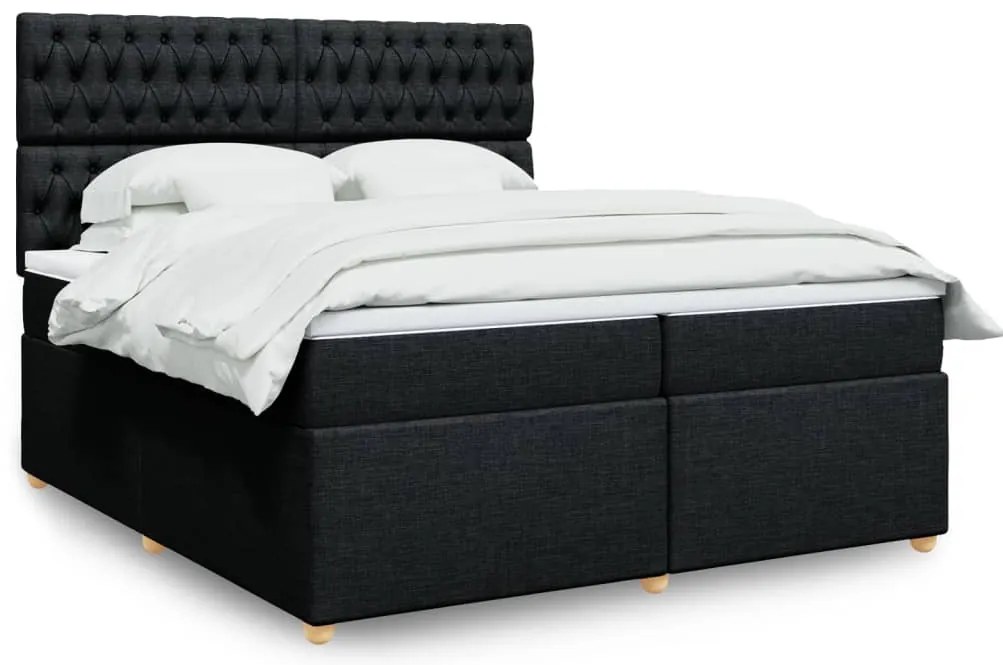 Box spring postel s matrací černá 200x200 cm textil 3293696