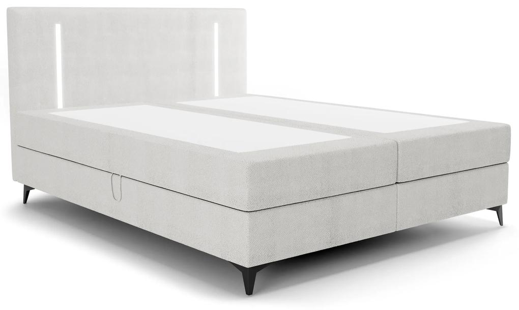 Manželská postel 180 cm Ortega Bonell (šedá) (s roštem, s úl. prostorem) (s LED osvětlením). 1082643