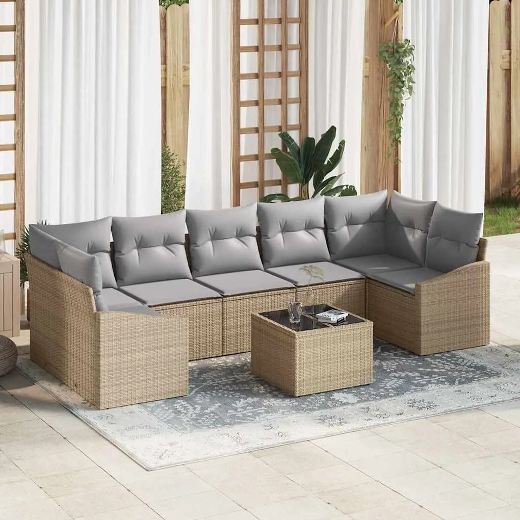 Set pohovek Béžová a Světle šedá 55 x 55 x 37 cm polyratan 3346640