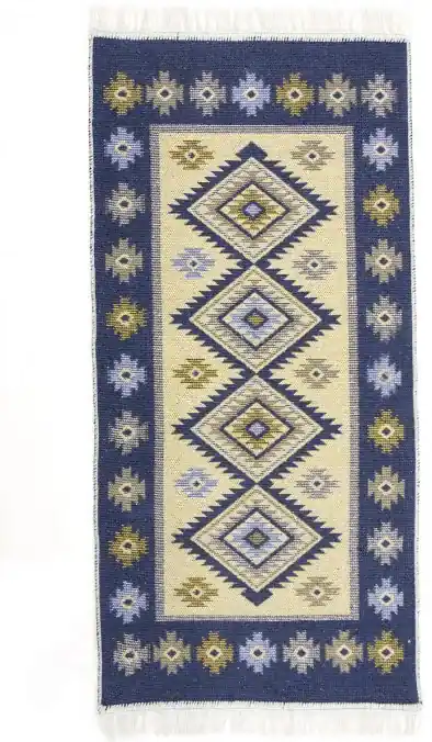 Oboustranný koberec / běhoun Kilim Romby modrý | Biano