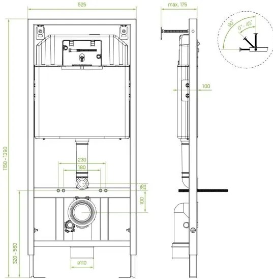 Laveo Akan, sada konstrukce s mísou, sedadlem a tlačítkem, LAV-VMDC600S