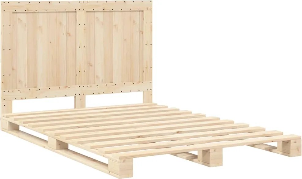Rám postele s čelem bílý 140 x 200 cm masivní borové dřevo 3281534