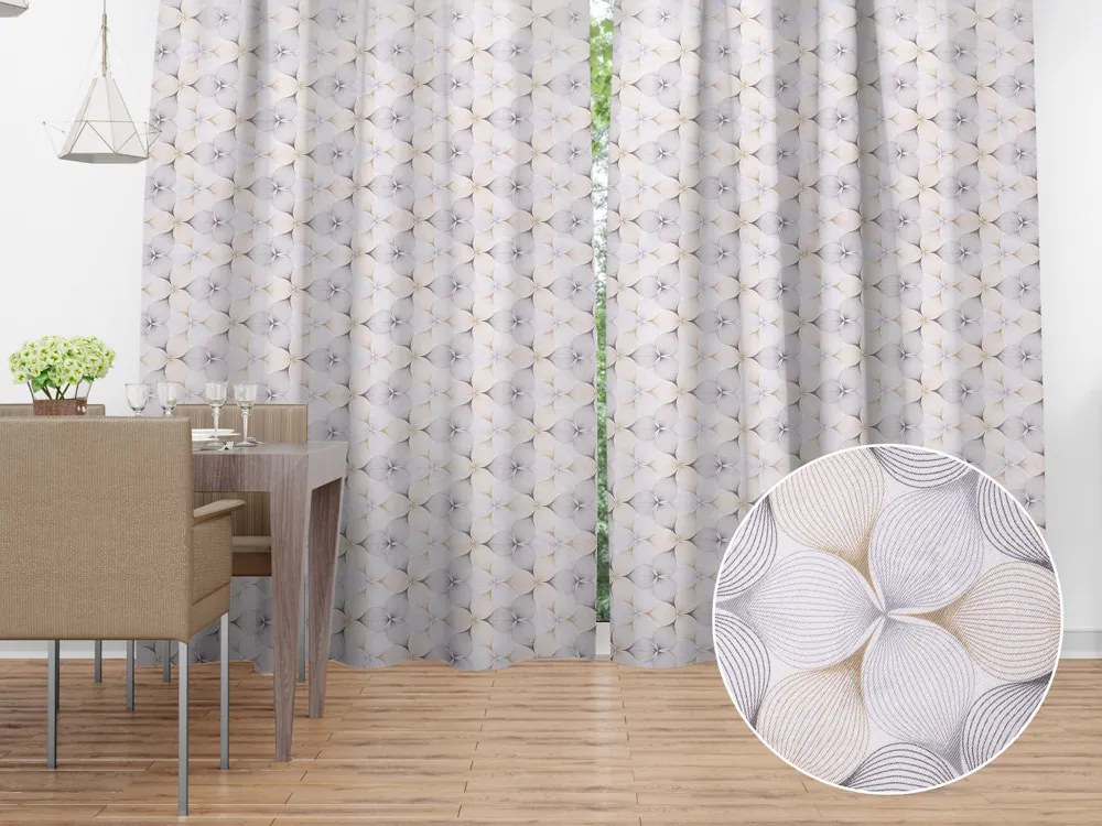 Biante Dekorační závěs PML-031 Designové geometrické obrazce na bílém 145x240 cm