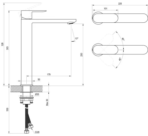 Ravak X070447 - Umyvadlová baterie CHROME 30,3 cm lesklý chrom
