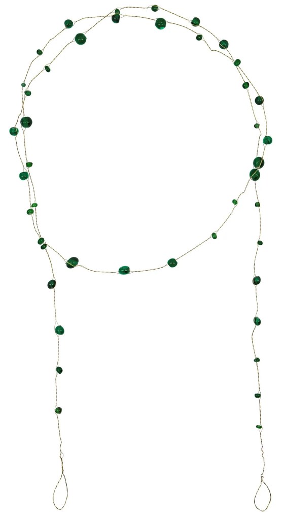 House Doctor Girlanda Bead Green 150cm, zelená barva, sklo, kov