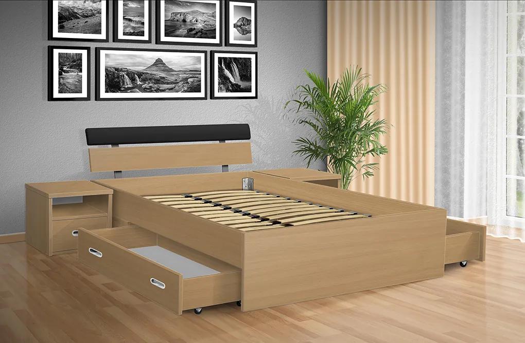 Nabytekmorava postel s úložným prostorem RAMI - M 120x200 cm barva lamina: Buk 381,bez matrace