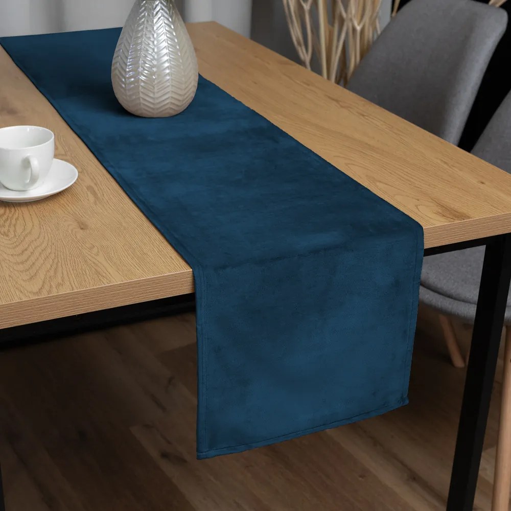 Biante Sametový běhoun na stůl Velvet Premium SVP-028 Petrolejově modrý 35x160 cm