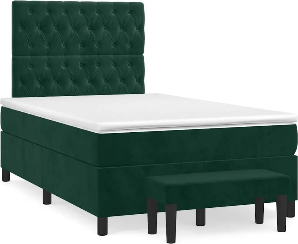 Box spring postel s matrací tmavě zelená 120 x 200 cm samet 3138016