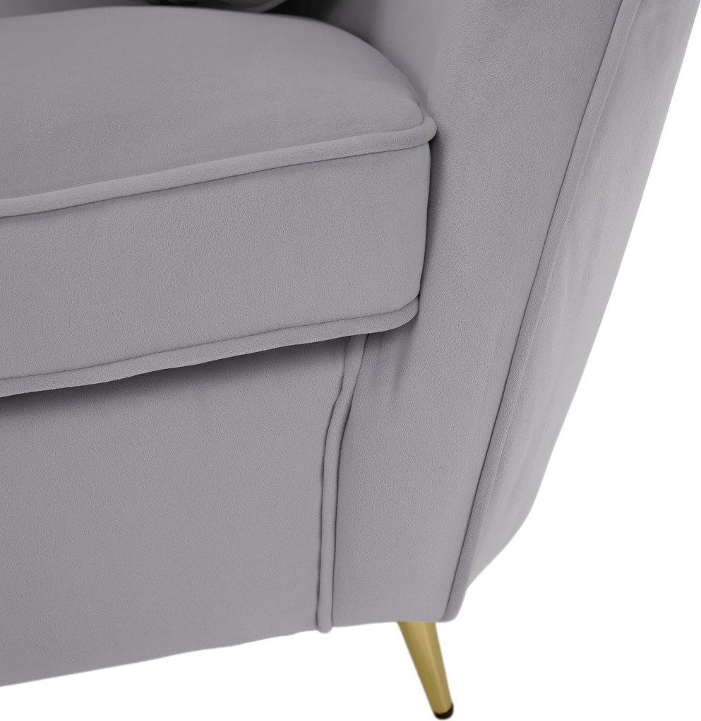 Designový 2-sed, šedá Velvet látka/gold chrom zlatá, EZIO TYP 2