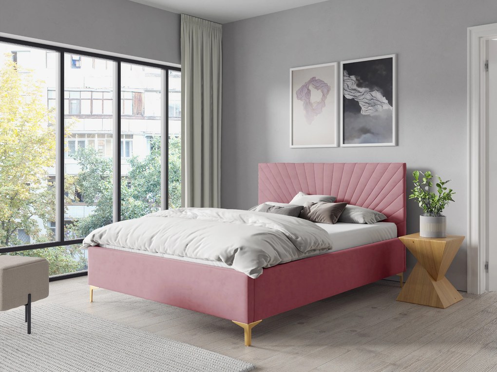 Eka Čalouněná postel AFRODITE+ 90x200 cm Barva látky Trinity: (2323) Tmavá růžová, Úložný prostor: Bez úložného prostoru