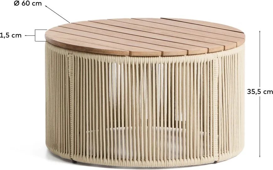 Kulatý zahradní konferenční stolek s deskou z akácie ø 60 cm Dandara – Kave Home