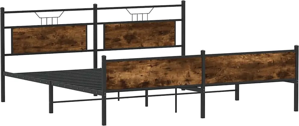 Kovový rám postele bez matrace kouřový dub 193 x 203 cm 3325116