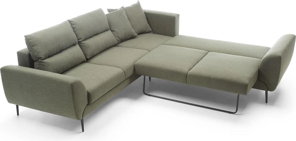Rohová rozkládací sedací souprava do L QUALITY, 265 cm, s úložným prostorem Roh pohovky: Levý roh, Barva látky: Černá (Vogue 18)