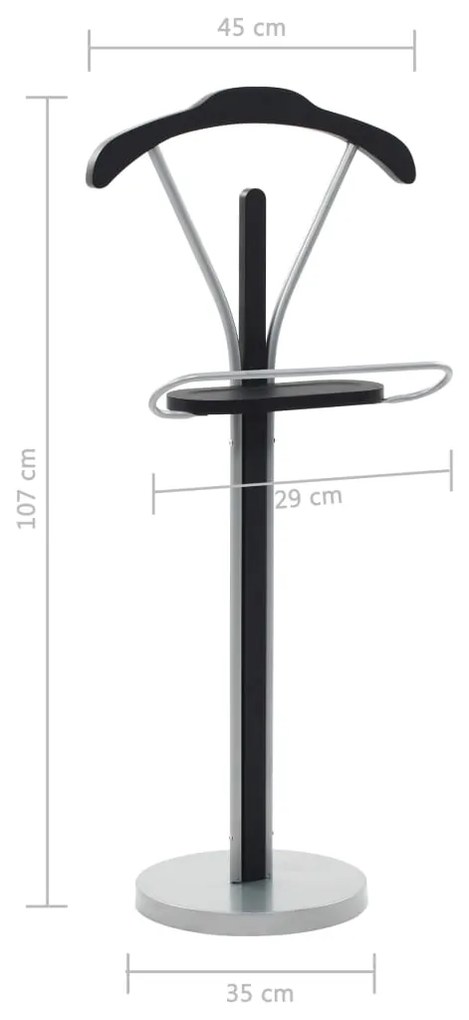 vidaXL Němý sluha / stojan na oblečení 45 x 35 x 107 cm černý a šedý