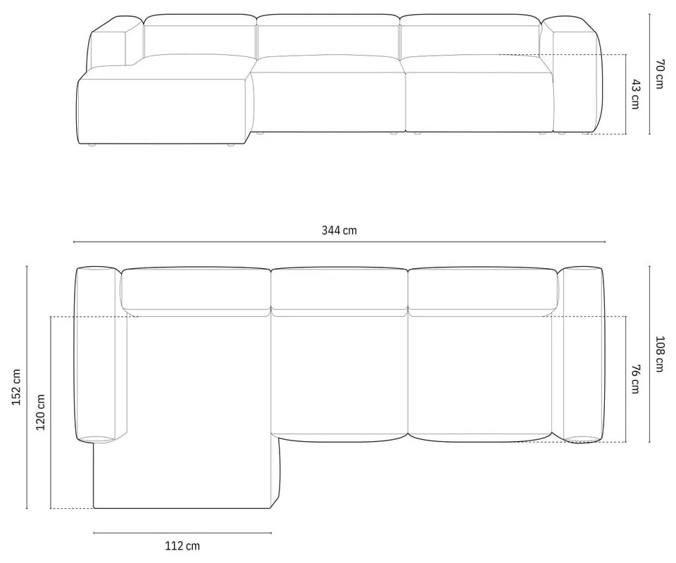 Tmavě modrá manšestrová rohová pohovka (levý roh/s lenoškou) Bergamo – Cosmopolitan Design