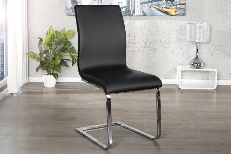 Deflee židle HAMPTON BLACK ZDL22123syntetická kůže, chrom  45 cm x 105 cm x 55 cm
