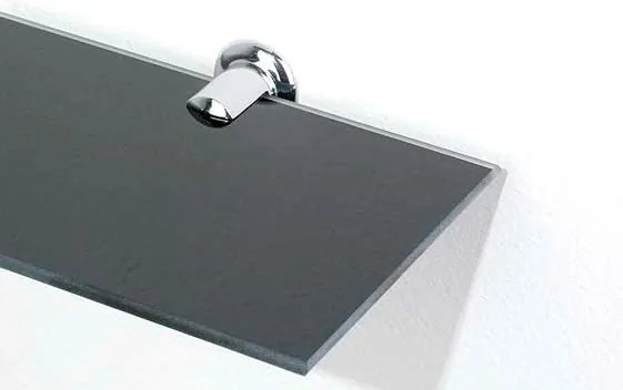 Černá polička 60 x 12 cm ze skla lacobel, včetně úchytů 100-210