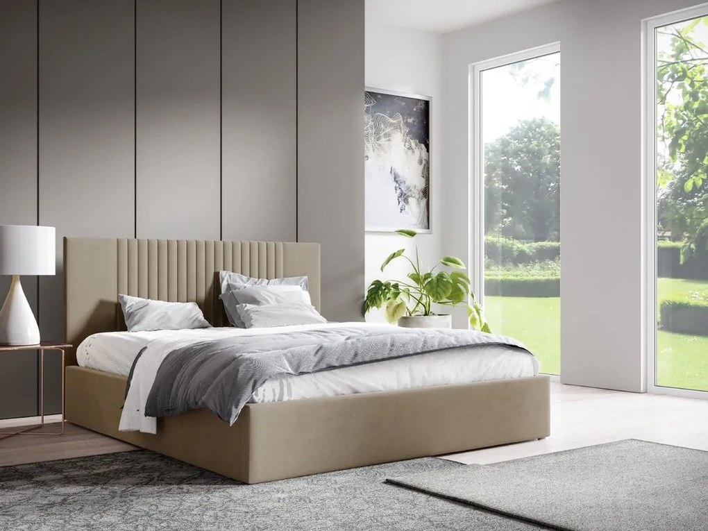 Eka Čalouněná postel LINA 120x200 cm Barva látky Trinity: Světle zelená (Trinity 2321), Úložný prostor: Bez úložného prostoru