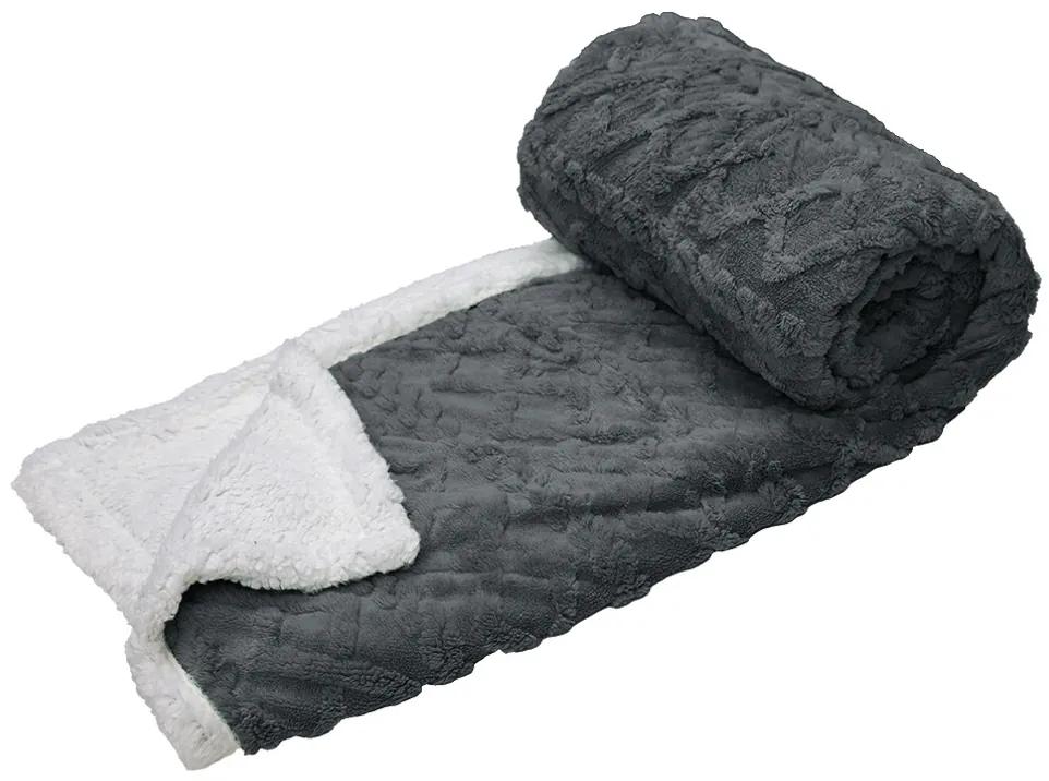 Luxusní tmavě šedá beránková deka z mikroplyše ORNAMENTS, 150x200 cm Rozměr: 150 x 200 cm