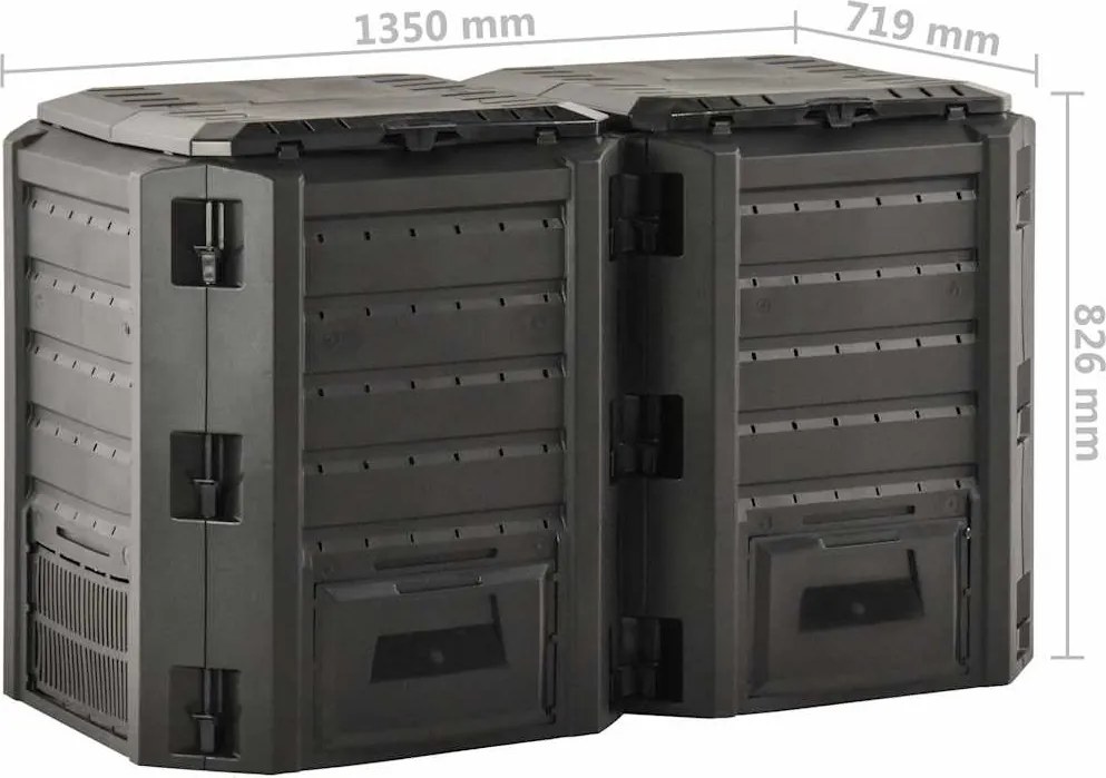 Zahradní kompostér černý 800 l 312273