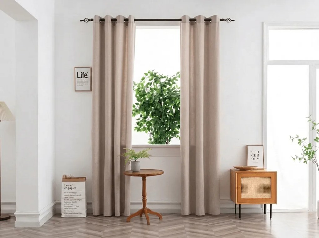 Závěs TAVIO 140x250 cm, světle béžový Zavěšení: Řasící páska