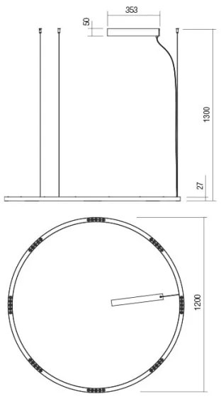 Redo 01-2208 - LED Lustr na lanku UNION LED/68W/230V 3000K pr. 120 cm bílá