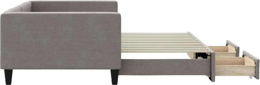 Válenda s přistýlkou a zásuvkami taupe 100 x 200 cm textil 3196622