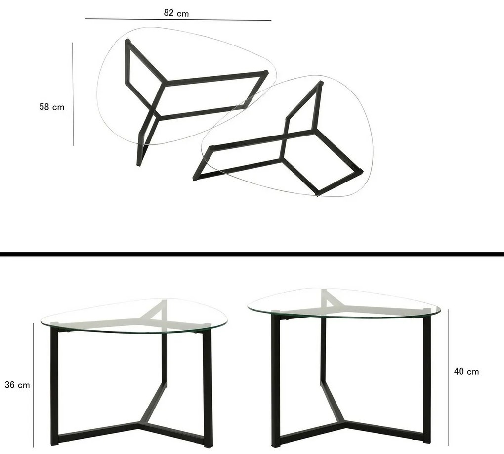 Sada konferenčních stolků Bellisimo Black, 2 ks