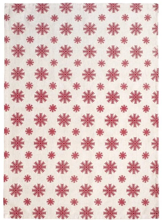SCANquilt utěrka DEKORO vločky béžovočervená 50 x 70 cm