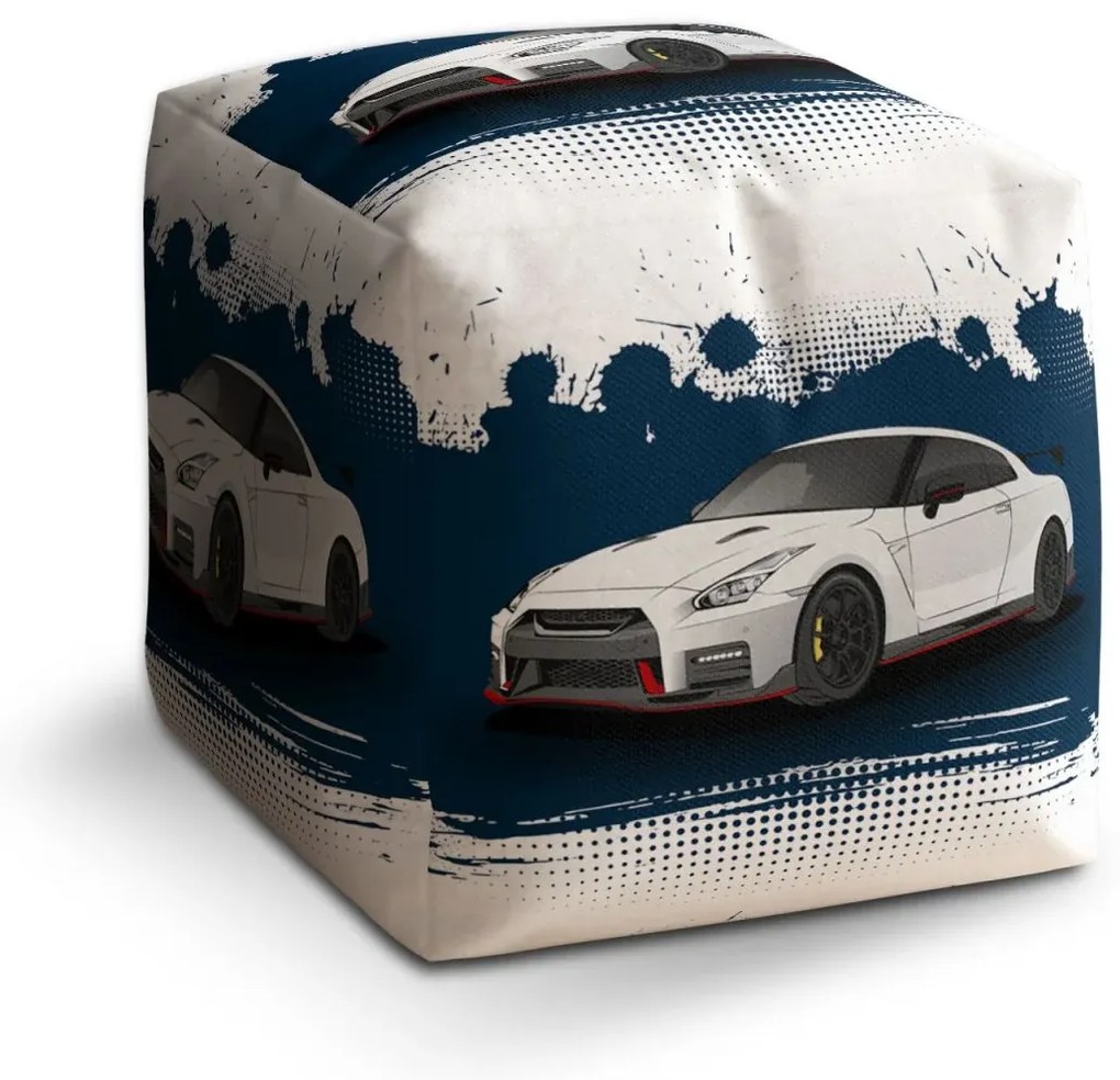 Sablio Taburet Cube Nissan GTR 35 Modrý: 40x40x40 cm