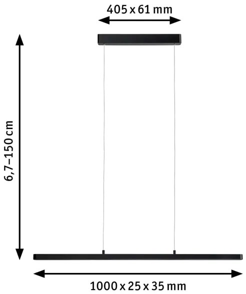 Paulmann 79693 - LED/42W Stmívatelný lustr na lanku LENTO 230V černá
