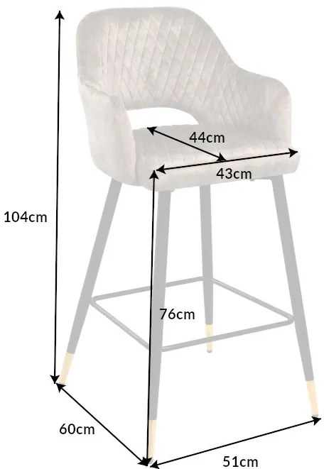 Designová barová židle Laney růžový samet